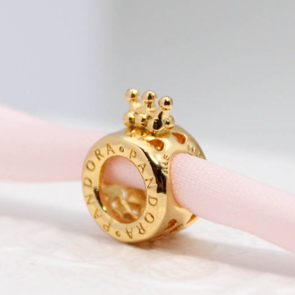 Pandora Logo & Crown O Charm Gold Moments Bracelets - Gem